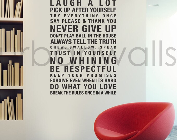 Vinyl Wall Decal Sticker Art, House Rules - Etsy