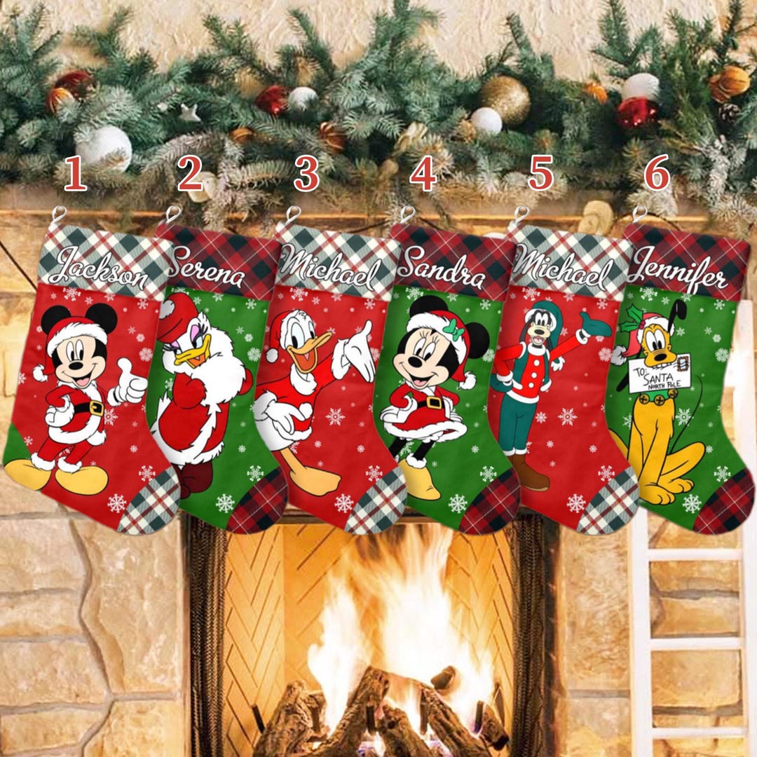 Mouse and Friends Santa Claus Xmas Stocking, Mickey Mouse Christmas ...