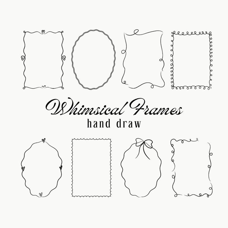 Whimsical Coquette Border Frame Set | Hand Drawn Vector Illustrations ...