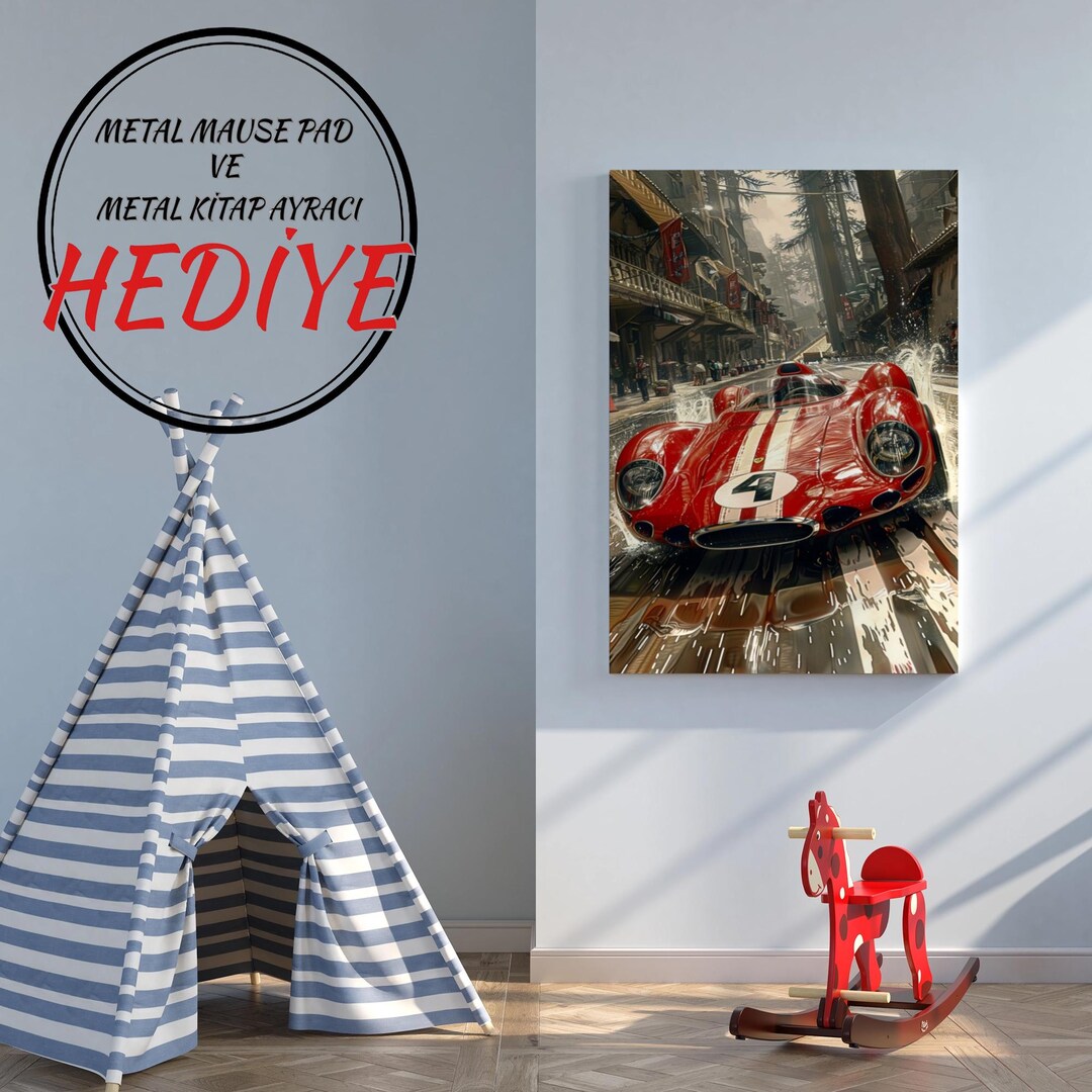 Antique Ferrari Children's Room Tablo, Modern Frameless METAL TABLO - Etsy