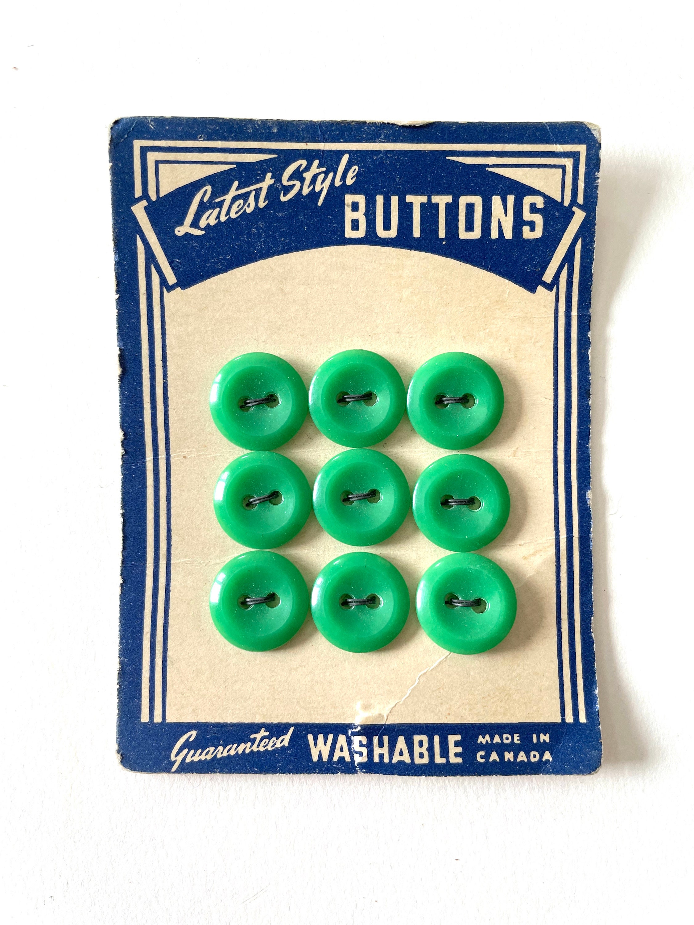 Knitting Materials Sewing & Fiber Buttons Large Green Original Card ...