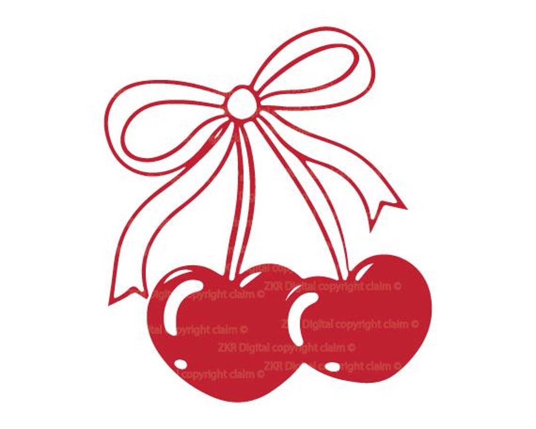 Heart Cherry Bow SVG, Preppy Red Bow, Cherries, Red Coquette Aesthetic ...