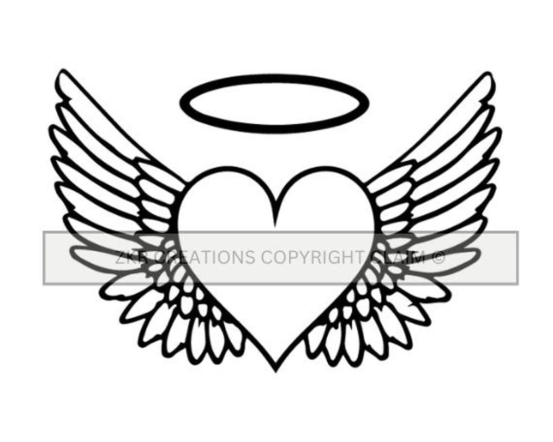 Angel Heart Svg, Angel Wings Svg, Heart With Wings Svg, Angel Svg ...