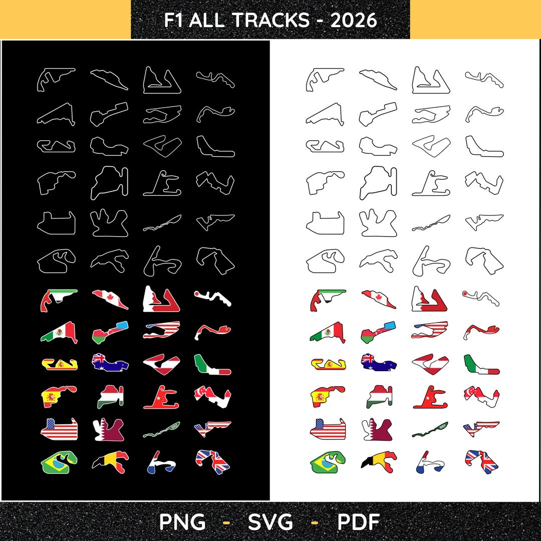 F1 Track 2026 SVG Bundle: Formula 1 Circuit, Svg, Pdf & Png Files ...