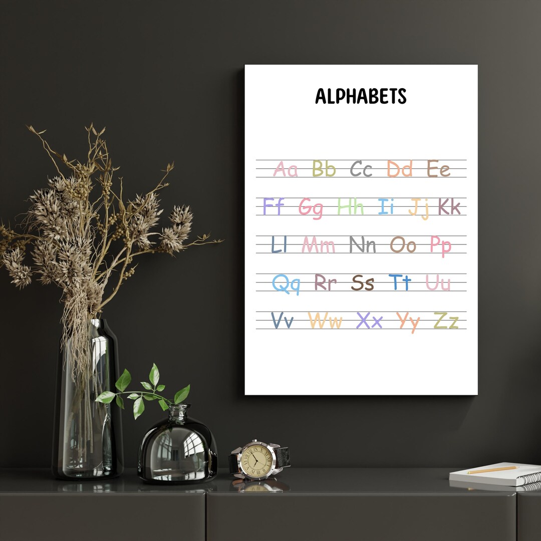 Alphabet Poster Rainbow ABC Poster Printable Boho Alphabet Poster ...