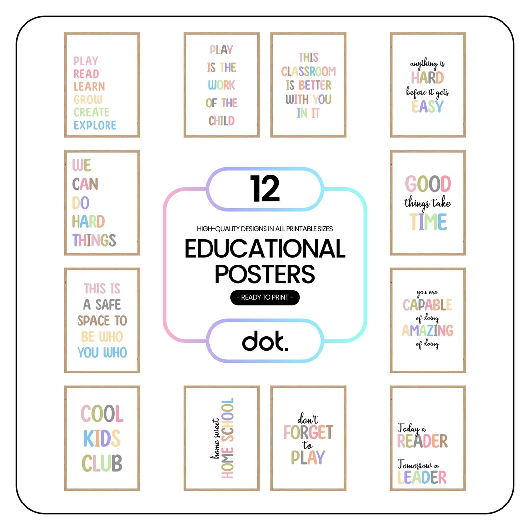 Educational Motivational Poster Bundle Homeschool Montessori Boho ...