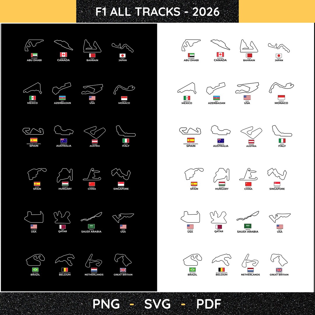 F1 Track 2026 SVG Bundle: Formula 1 Circuit, Svg, Pdf & Png Files ...
