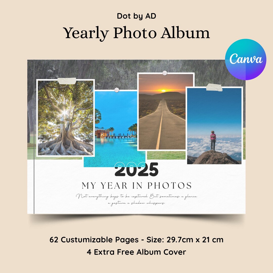 Yearly Album Printable Canva Template: Personalized Wedding Album ...