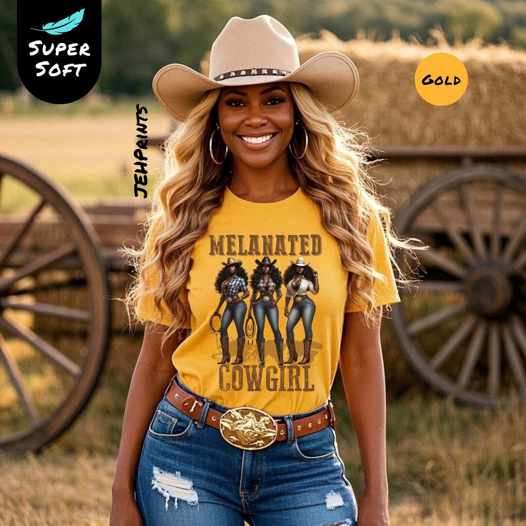 Melanated Cowgirl Tshirt, Black Cowgirl Shirt, Line Dancing T-shirt ...
