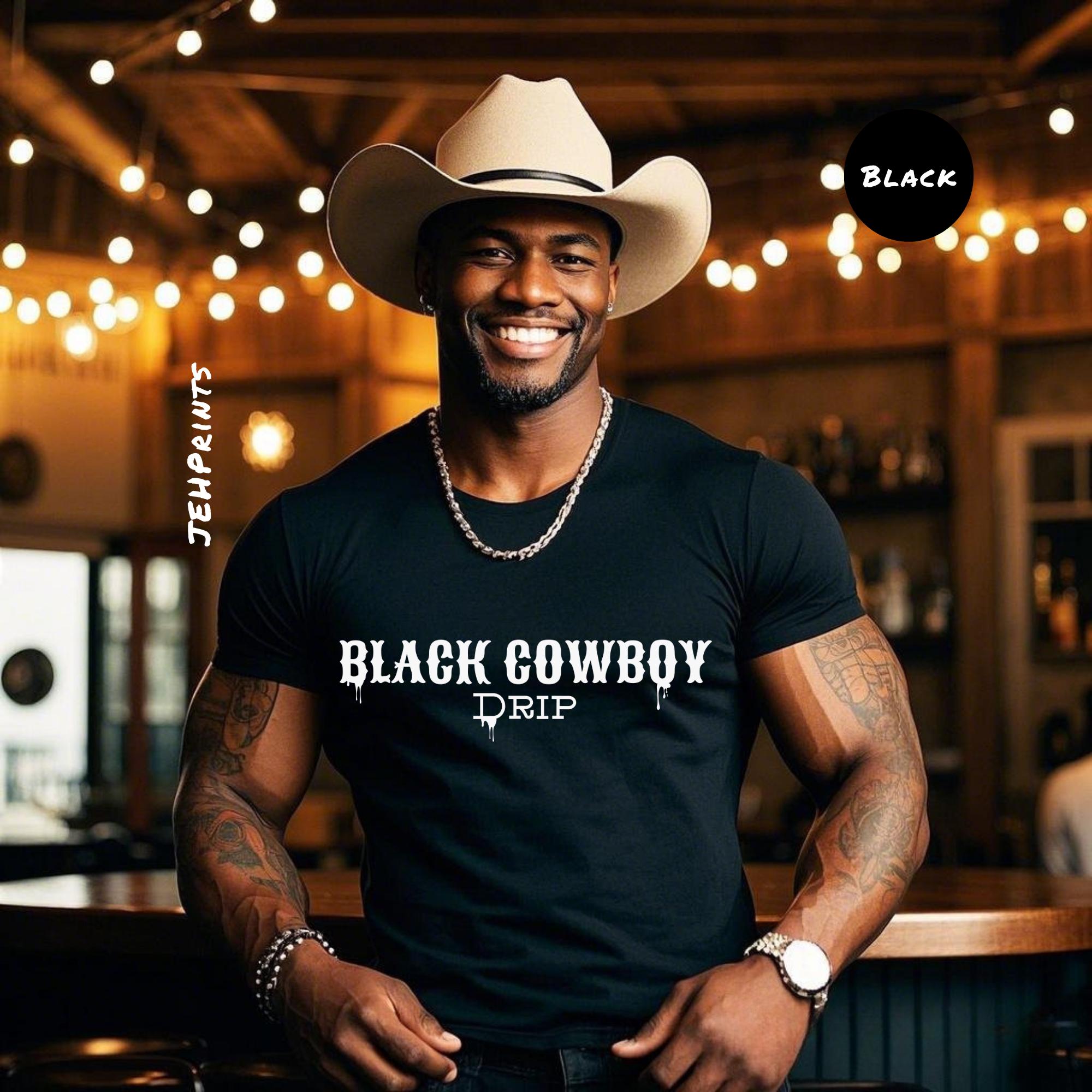 Black Cowboy Drip Tshirt, Boots on the Ground, Black Cowboy Tshirt ...
