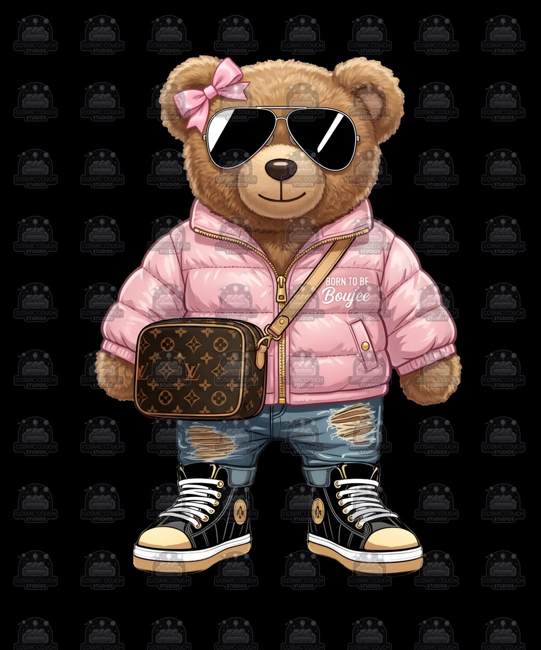 Luxury Designer Teddy Bear PNG: Urban Streetwear Art (digital Download ...