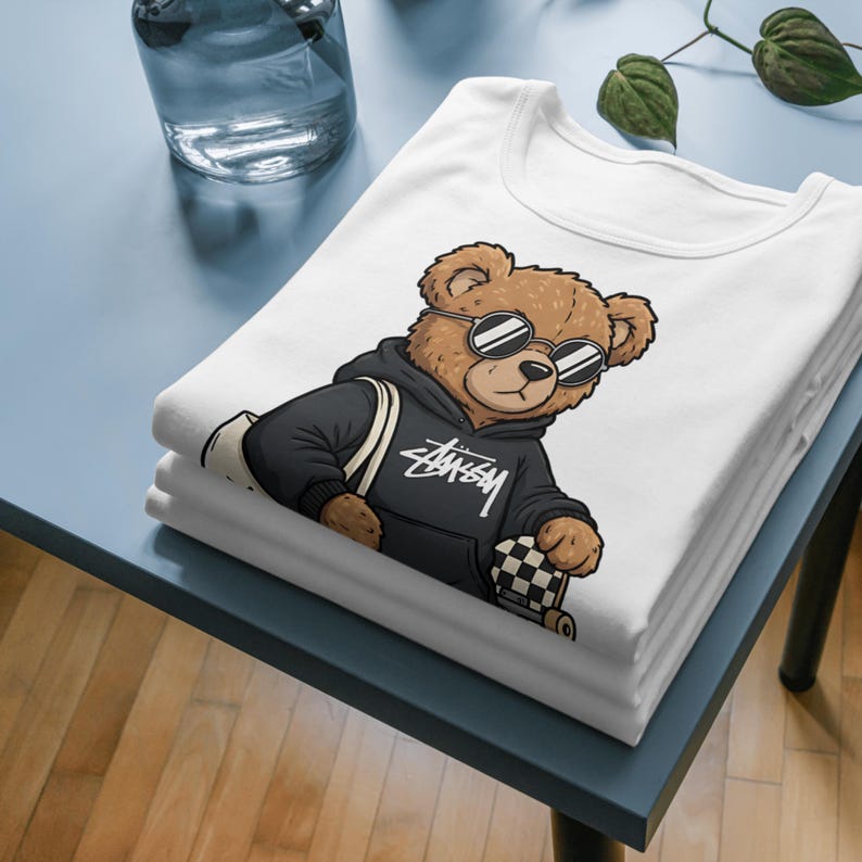 Luxury Designer Teddy Bear PNG: Urban Streetwear Art (digital Download ...