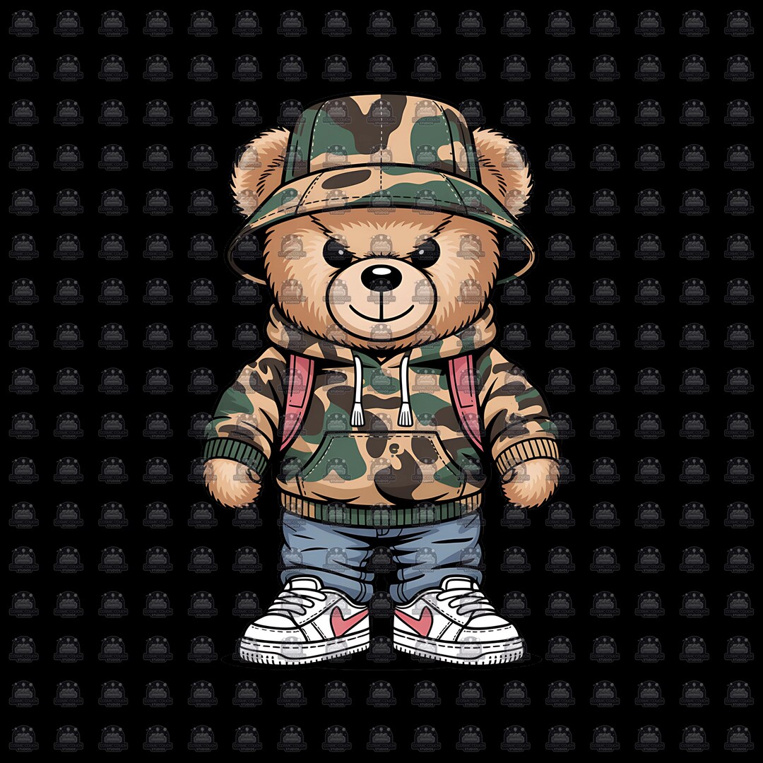 Luxury Designer Teddy Bear PNG: Urban Streetwear Art (digital Download ...