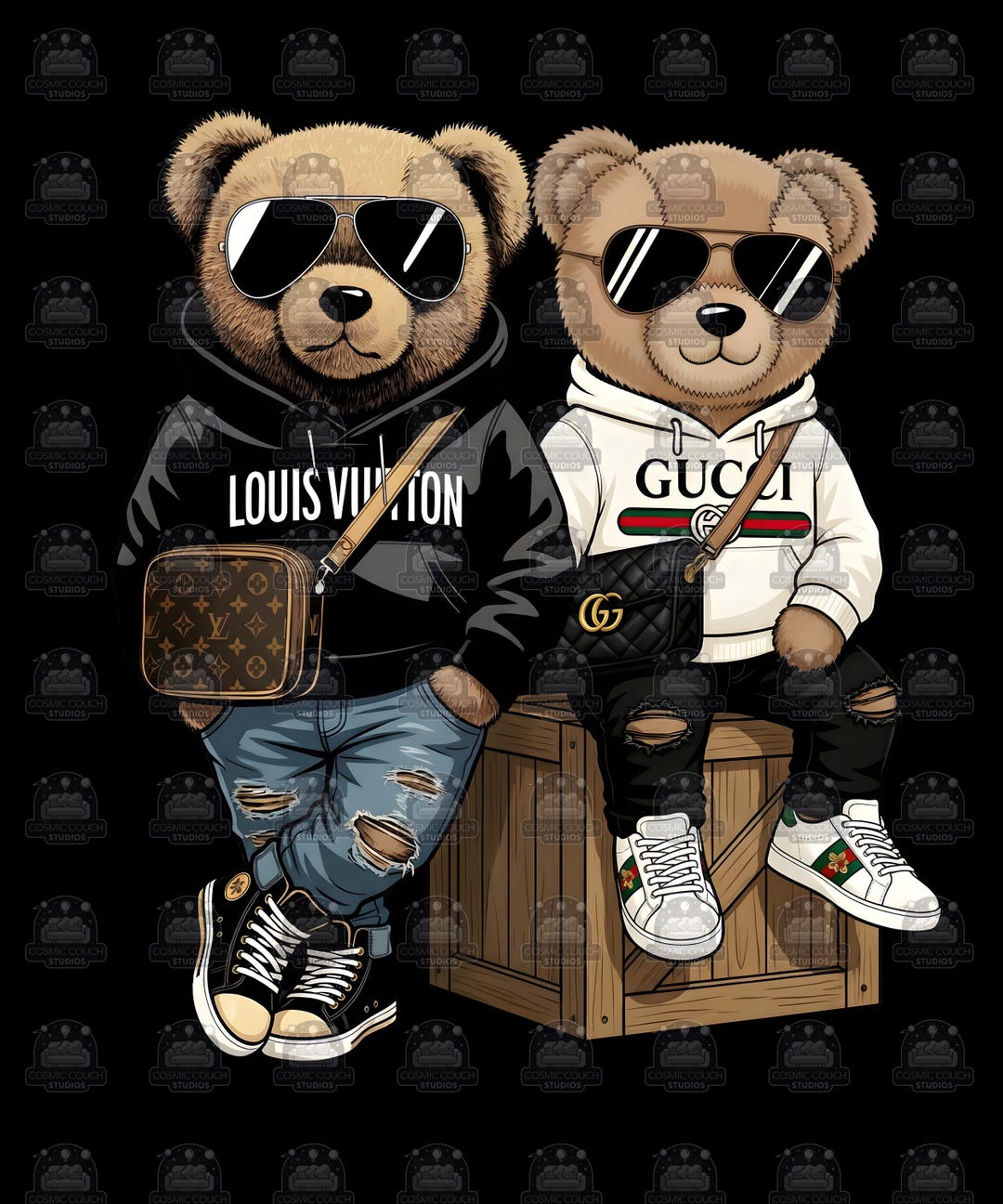 Luxury Designer Teddy Bear Teddies PNG: Urban Streetwear Art (digital ...