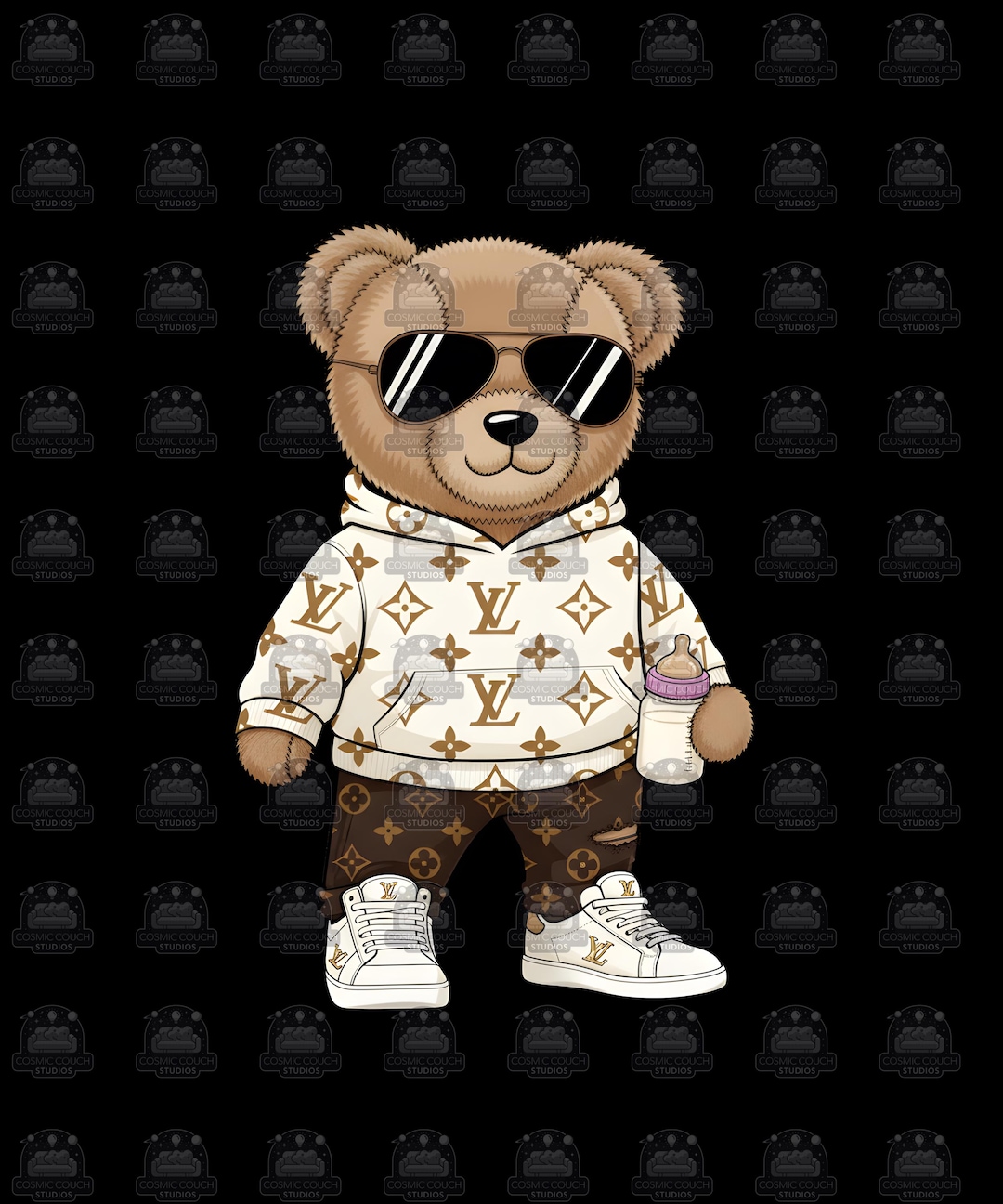 Luxury Designer Teddy Bear PNG: Urban Streetwear Art (digital Download ...