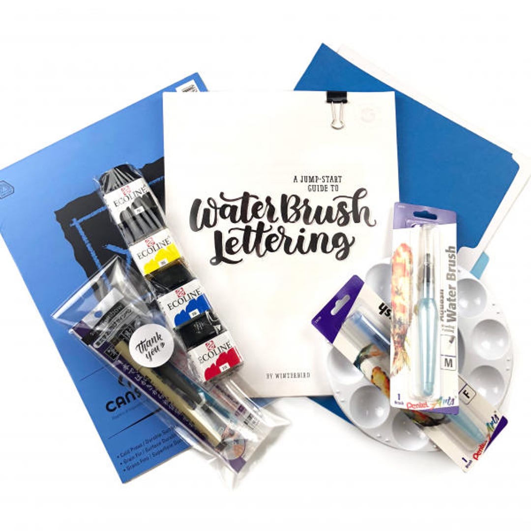 DIY Water Brush Lettering Kit With Jump Start Guide - Etsy