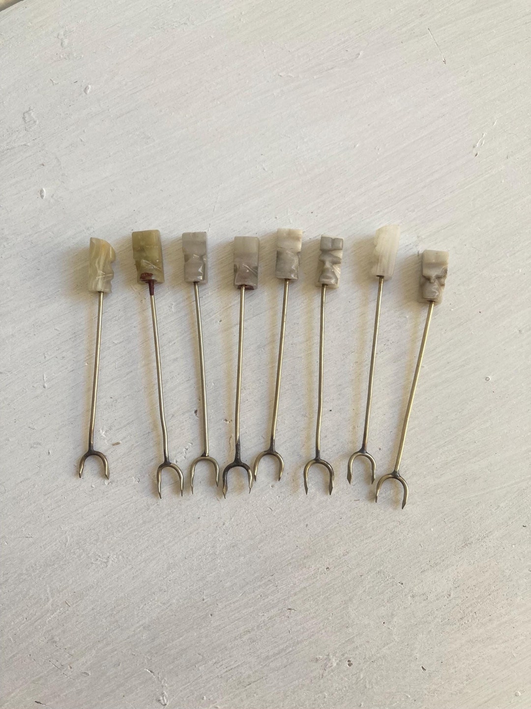 Vintage Tiki Head Toothpick Set, Stone, Hors D'oeuvres, Appetizer ...