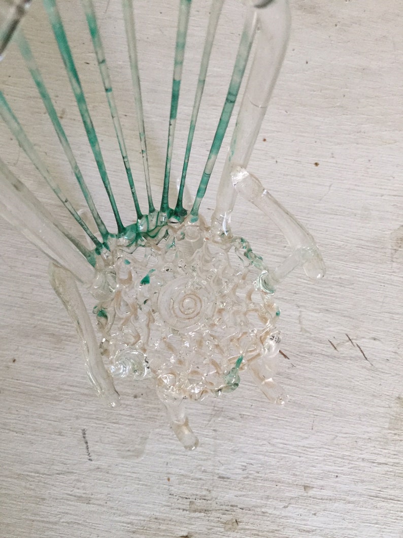 Vintage Miniature Glass Rocking Chair, Green/clear, Delicate, Handmade ...