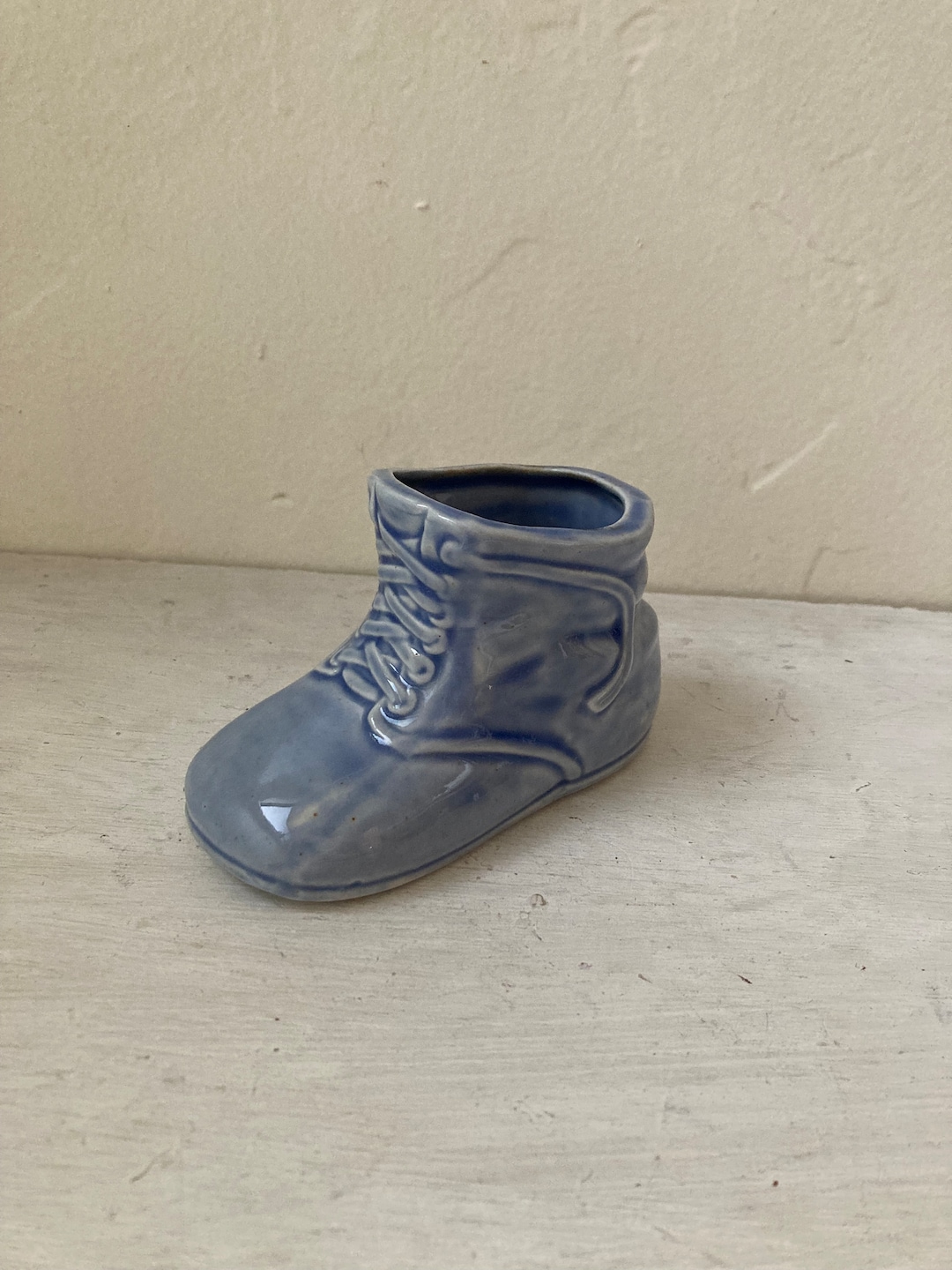 Vintage Little Blue Ceramic Shoe, Baby Shower, Home Decor, Bud Vase ...