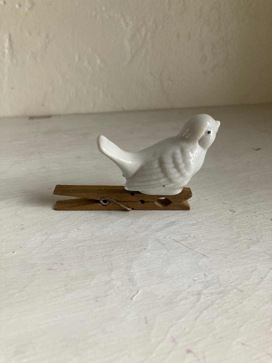 Vintage White Ceramic Clip-on Bird, Clothespin, Indoor Plants, Home ...