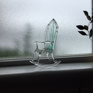 Vintage Miniature Glass Rocking Chair, Green/clear, Delicate, Handmade ...