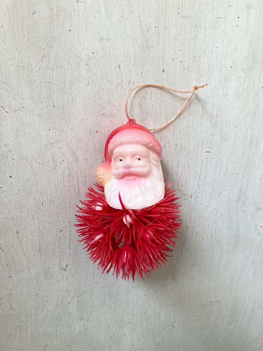 Vintage 1960's Santa Ornament, Spiky Ball, Christmas Decoration, Red ...
