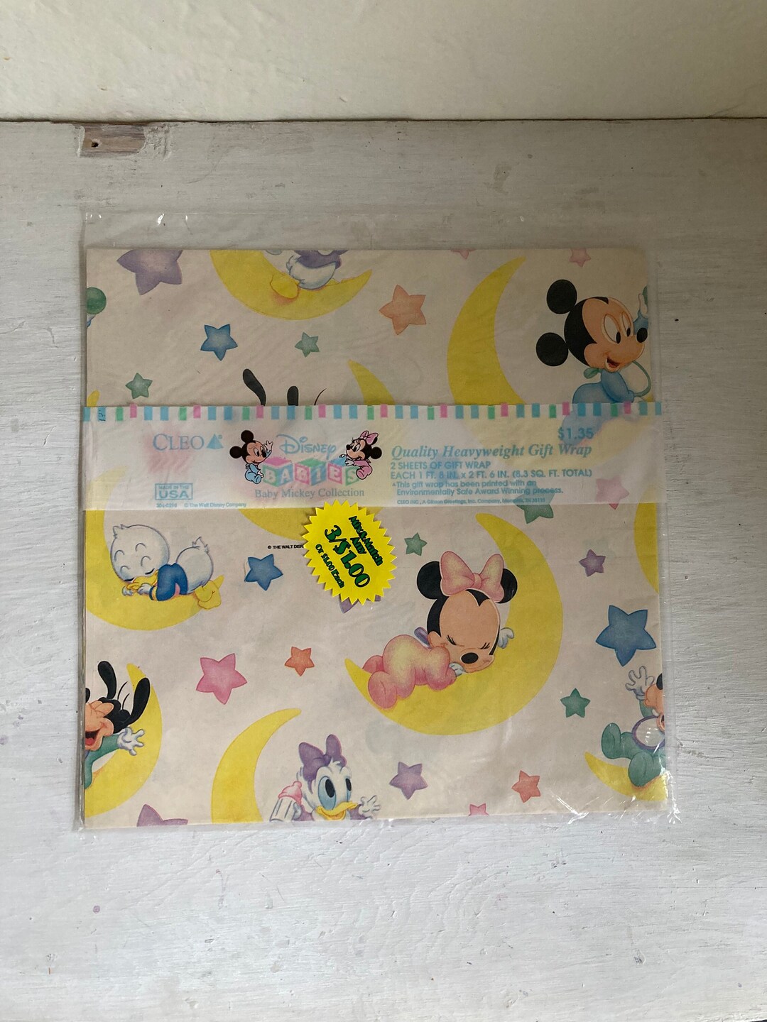 Vintage Baby Shower Gift Wrap, Wrapping Paper, New Old Stock, 2 Sheets ...