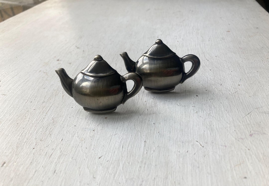 Set of 2 Vintage Teapot Knobs, Cabinet Hardware, Dark Shiny Bronze ...