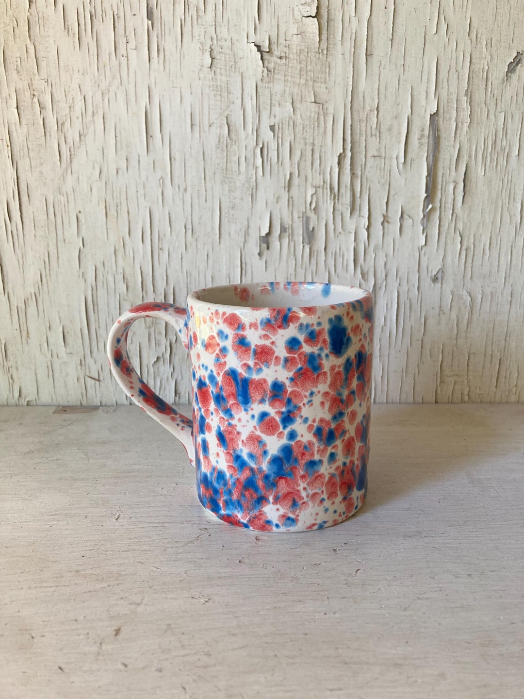 Vintage Splatter/polka Dot Mug, Kitchen, Coffee/tea, Office, Red/white ...