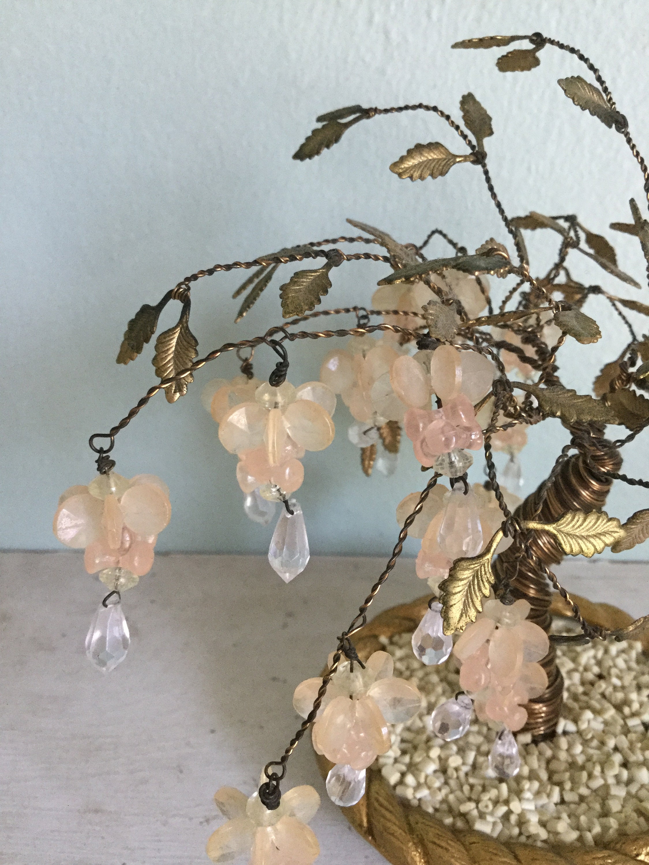 Vintage Beaded Tree, Wire, Grapes, Gold, Glam, Funky, Folk Art ...