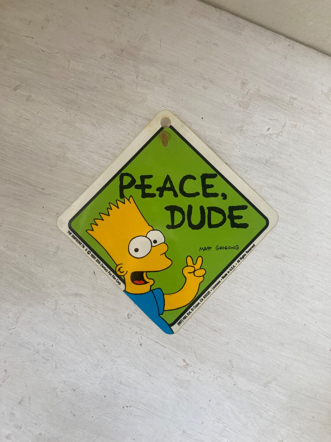 Vintage Bart Simpson "peace Dude" Window Sign, 1990's Television, TV ...