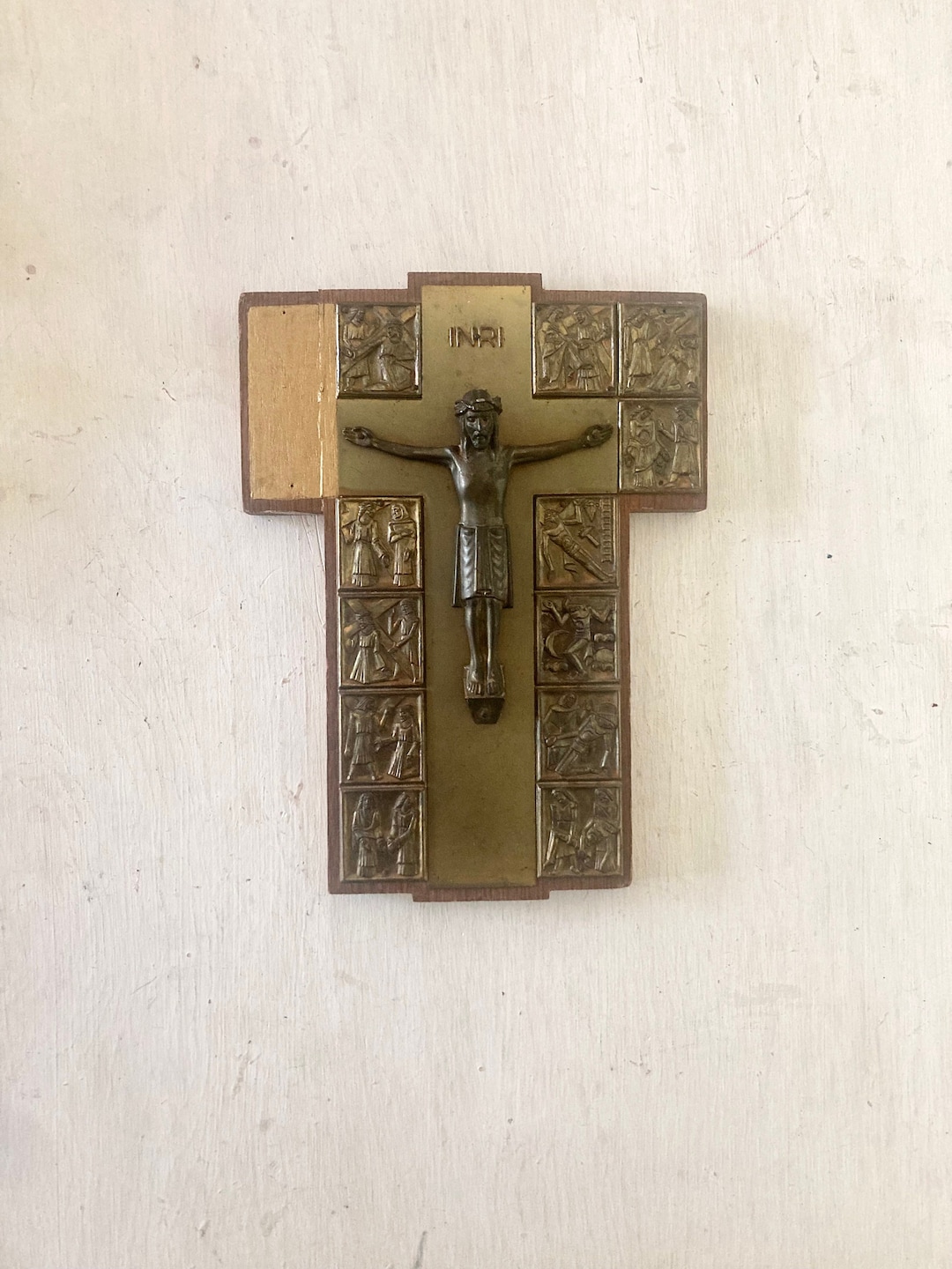 Vintage Byzantine Style Brass Crucifix, Made in Germany, INRI ...
