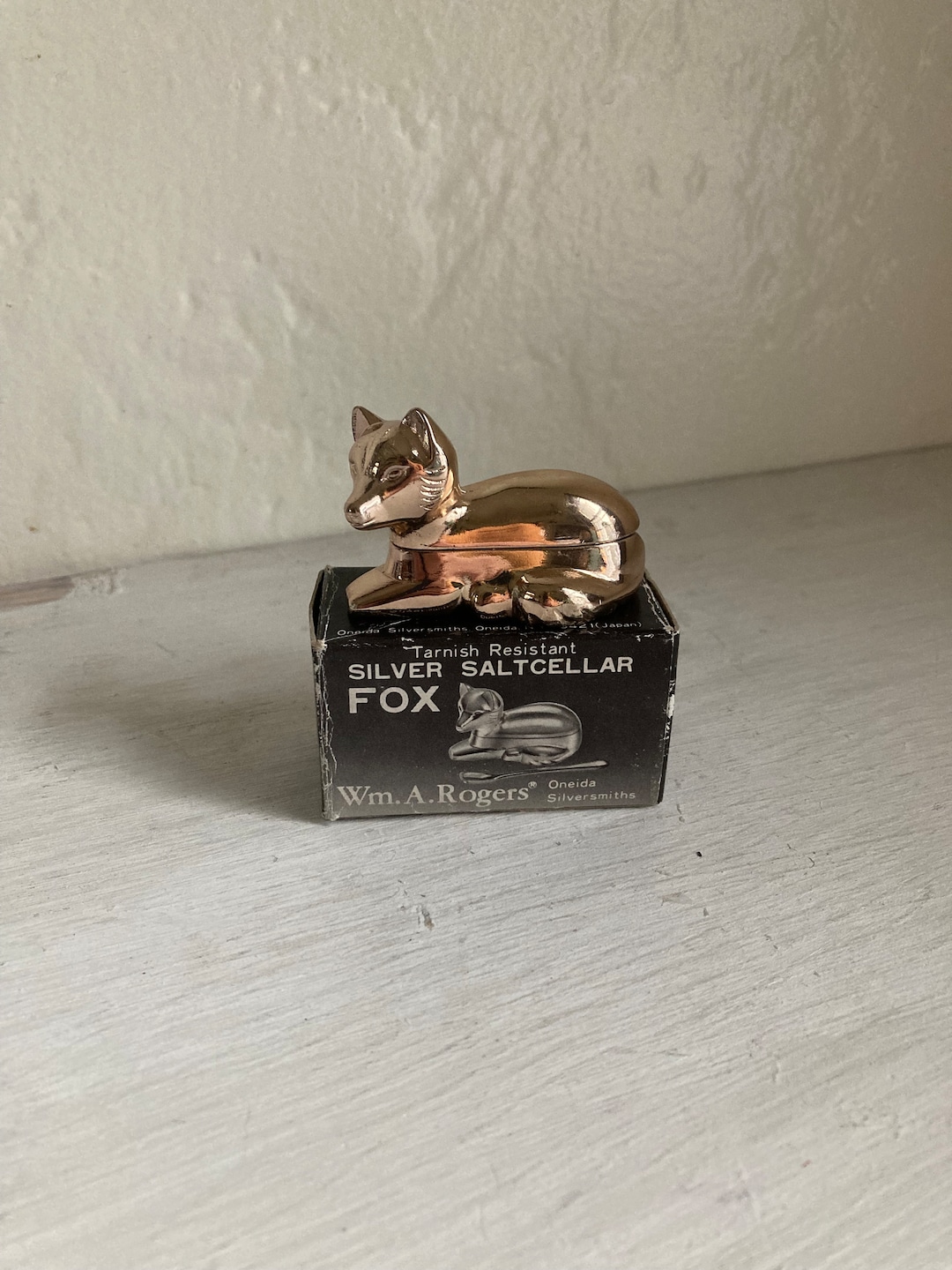 Vintage Silver Fox Salt Cellar, Oneida Silversmiths, Wm. A. Rogers ...