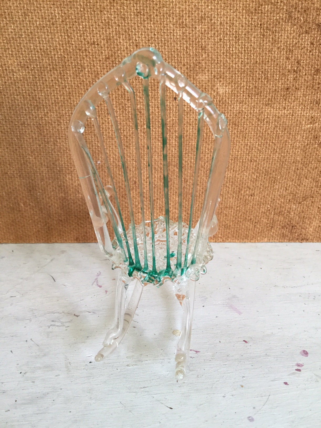 Vintage Miniature Glass Rocking Chair, Green/clear, Delicate, Handmade ...