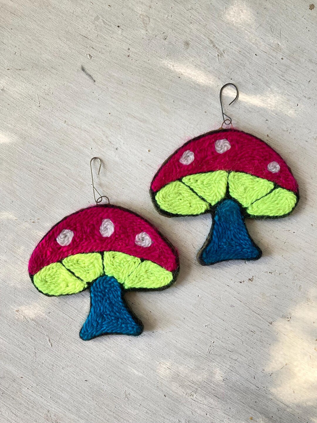 Vintage Huichol Yarn Ornaments, Mushrooms, Mexican Folk Art, Home Decor ...