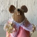 Vintage Felt Folk Art Mouse With Pink Dress, Flowers, Detailed, Hand ...