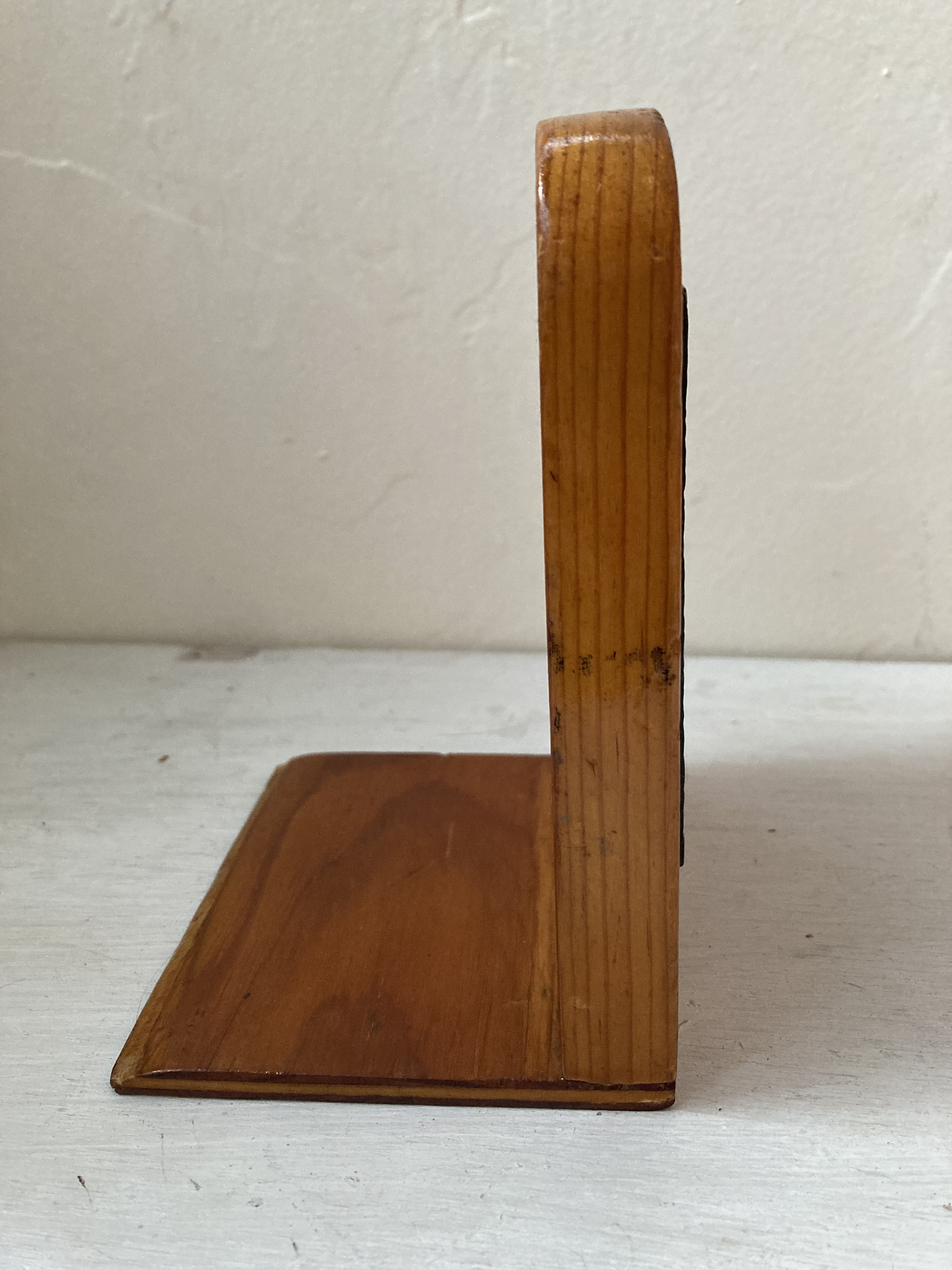 Vintage Folk Art Letter "b" Bookend, Handmade, Wood/leather, Alphabet, B Name Gift, Book Lover ...