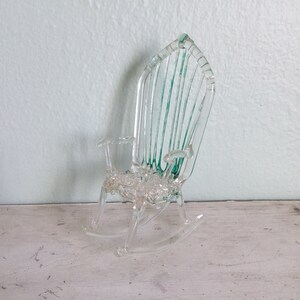 Vintage Miniature Glass Rocking Chair, Green/clear, Delicate, Handmade ...