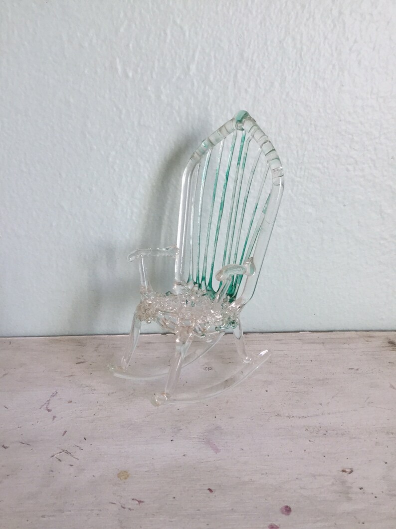 Vintage Miniature Glass Rocking Chair, Green/clear, Delicate, Handmade ...