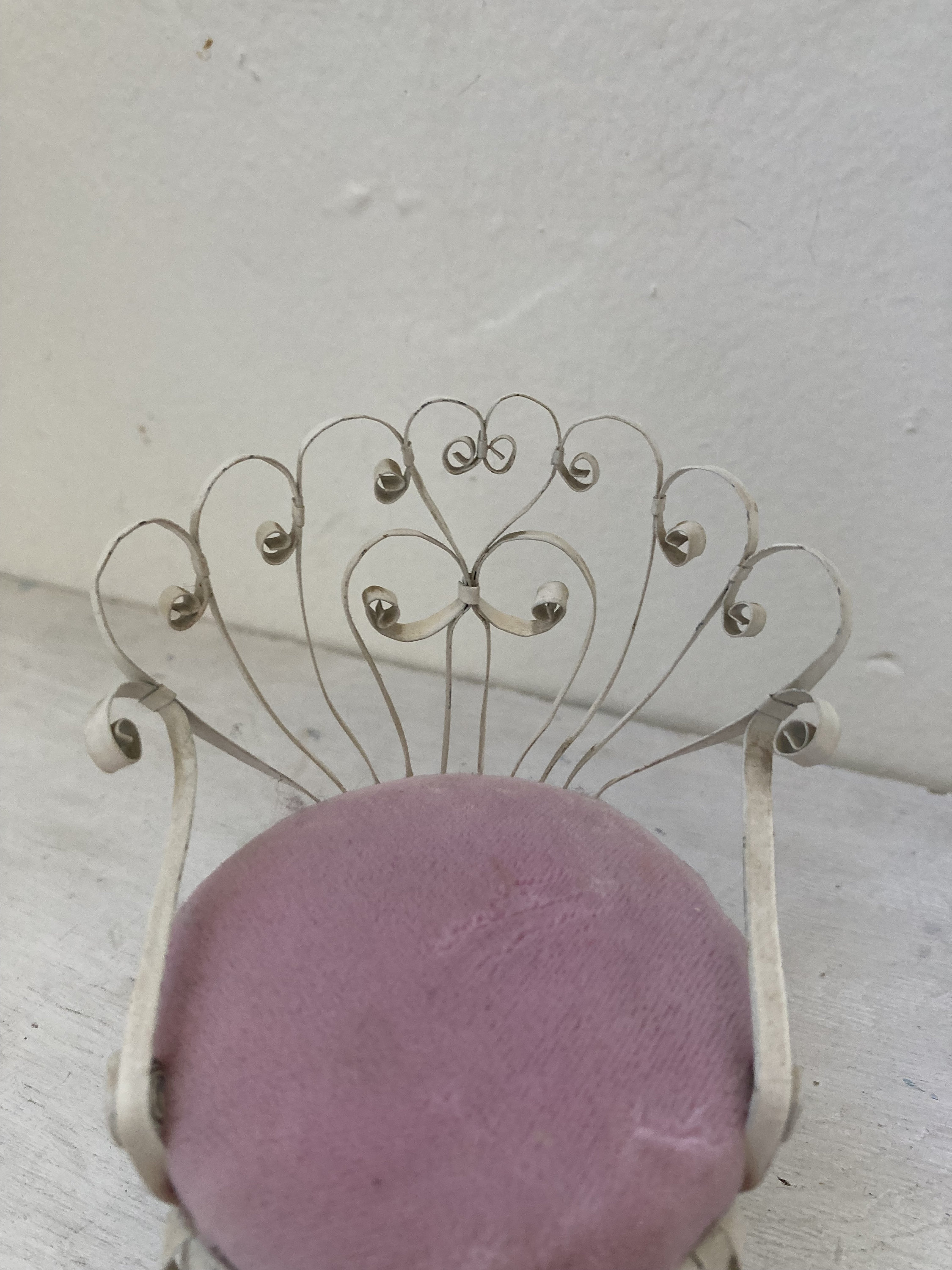 Vintage Miniature Folk Art Chair and Ottoman, Handmade From Tin Cans ...