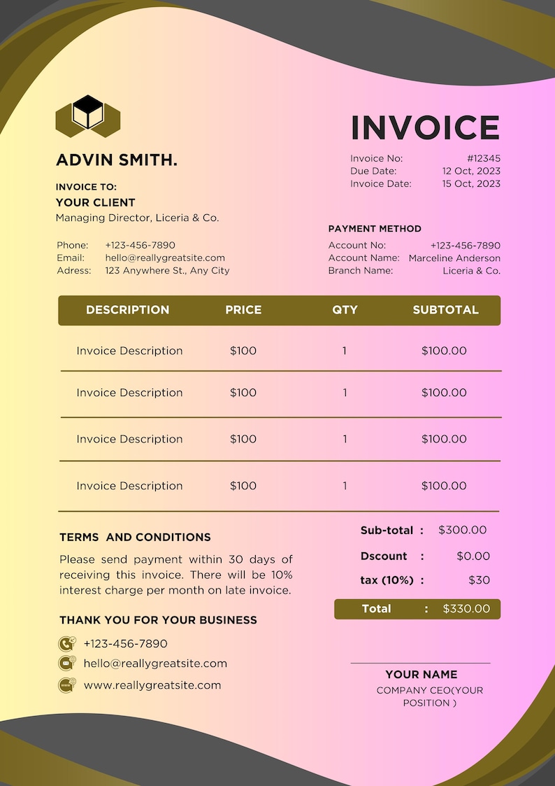 Premium Invoice Template | Professional, Minimalist Invoicing Templates ...