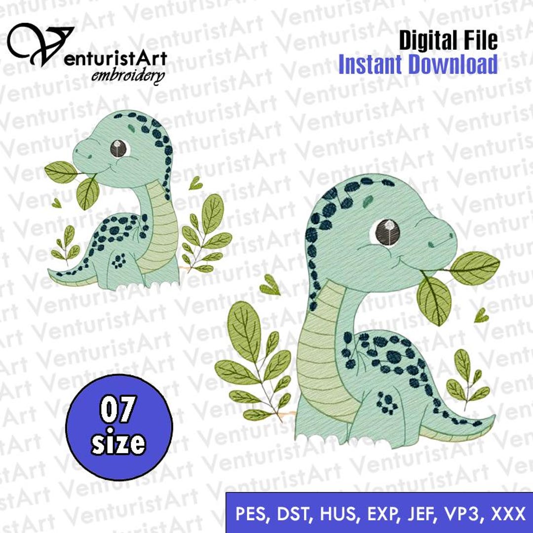 Dinosaur Embroidery Design - Brontosaurus Machine Embroidery File ...