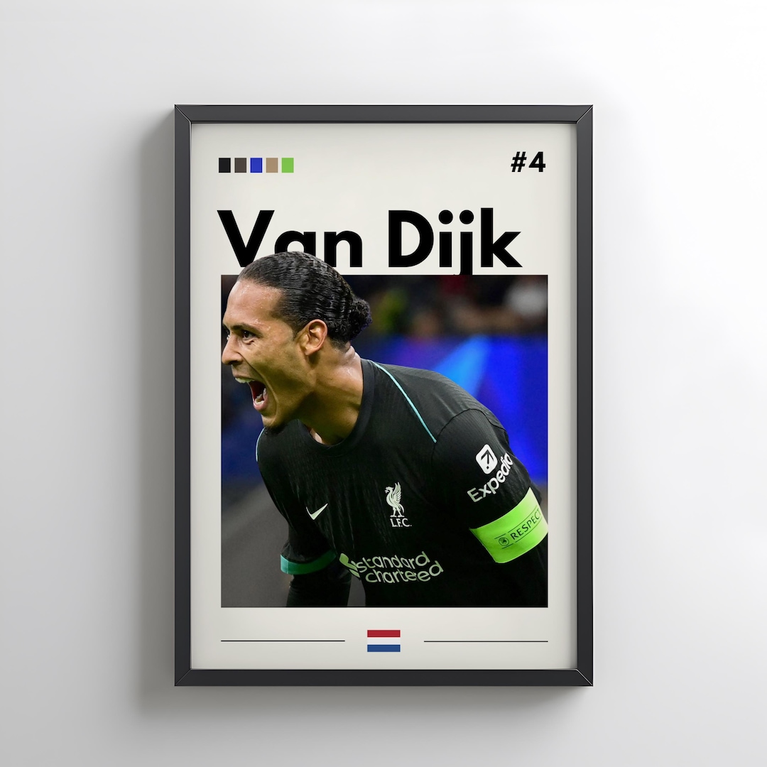 Virgil Van Dijk Poster - Football Print - Liverpool Wall Art - Holland ...