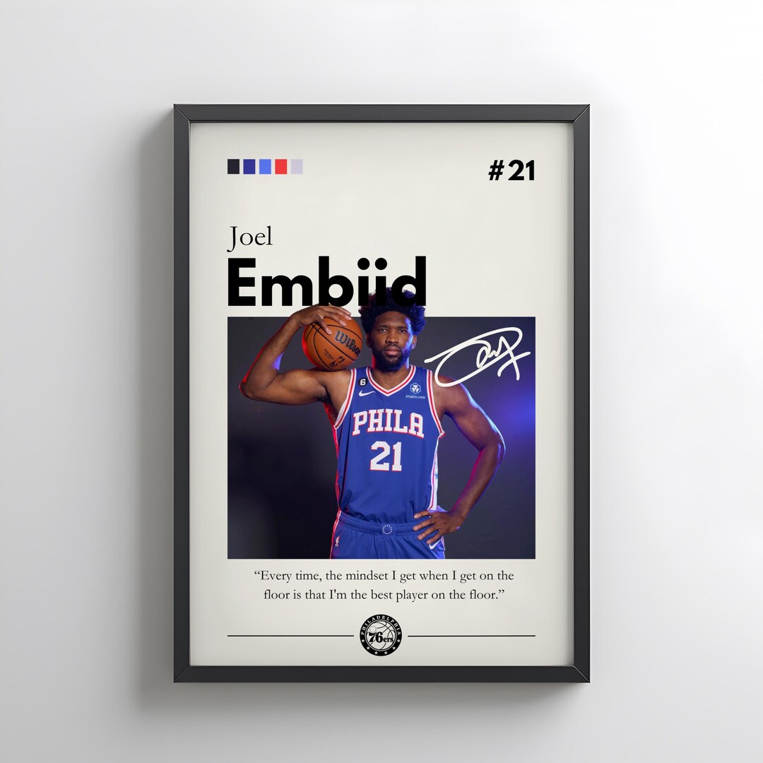 Joel Embiid Poster - Basketball Print - Philadelphia 76ers Fan Wall Art ...