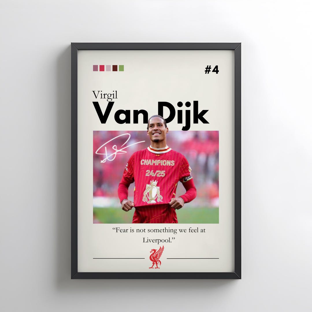 Virgil Van Dijk Poster - Football Print - Liverpool Wall Art - Holland ...