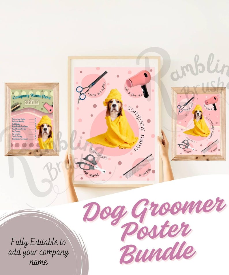 Dog Groomers Poster Bundle Editable Templates/ Pet Grooming/ Prices and ...
