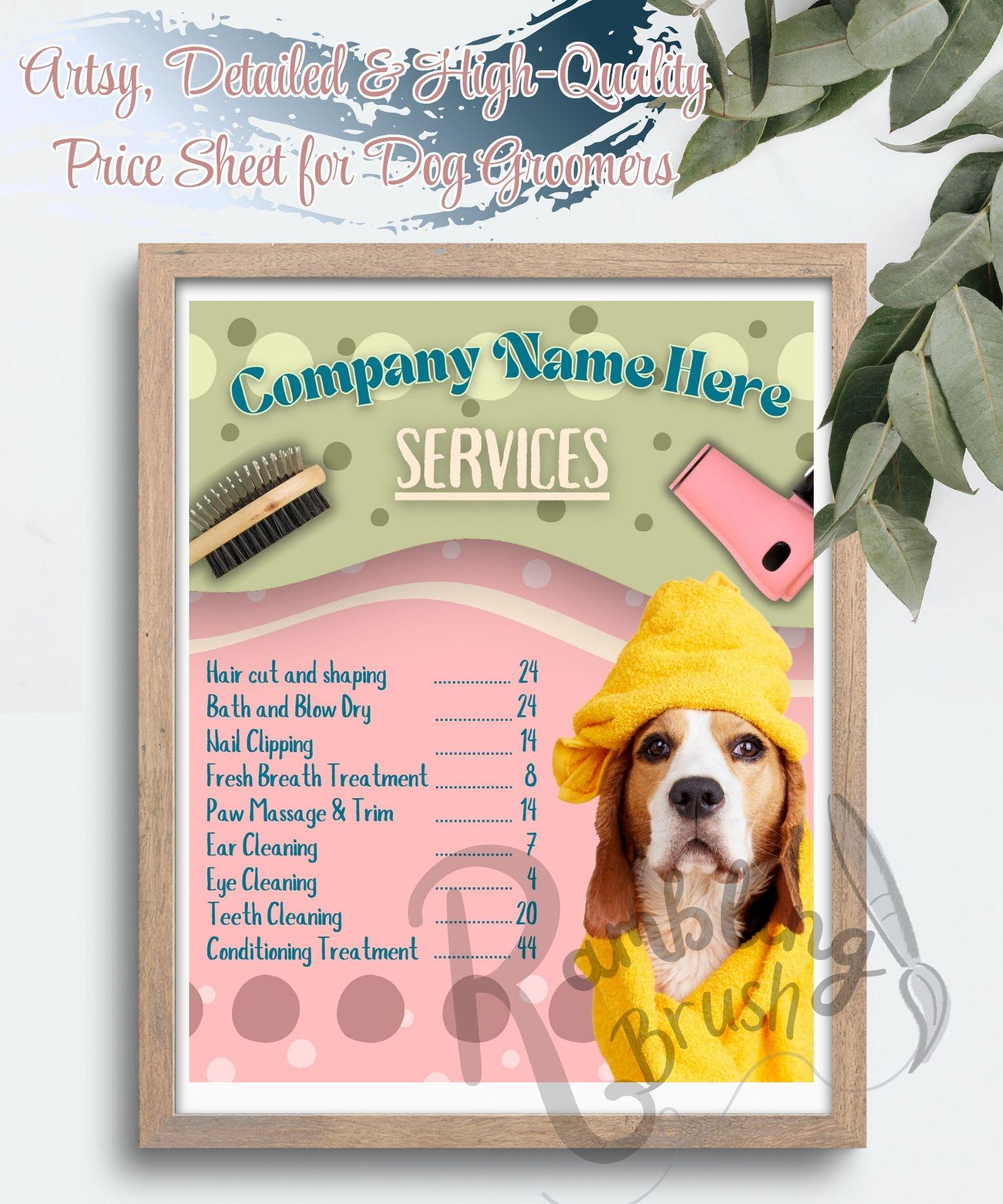 Dog Groomers Poster Bundle Editable Templates/ Pet Grooming/ Prices and ...
