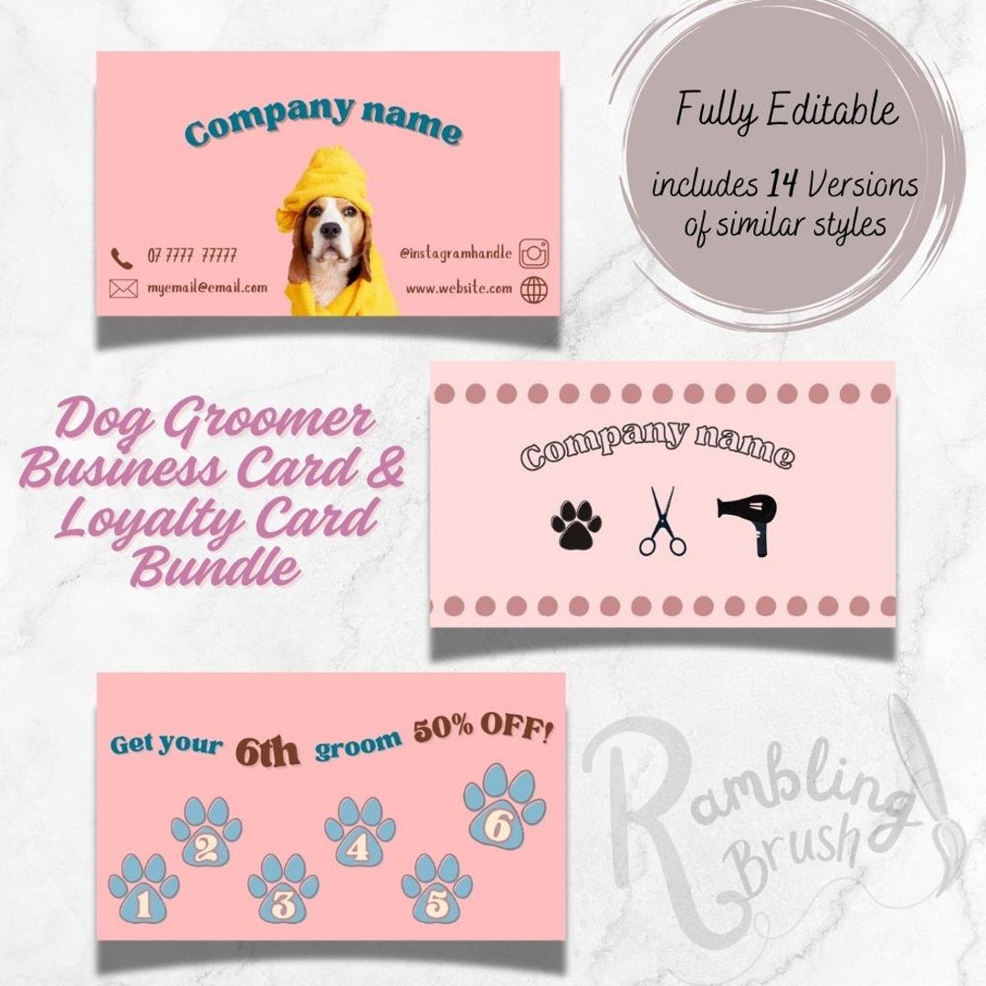 Dog Grooming Loyalty and Business Card Bundle - Etsy