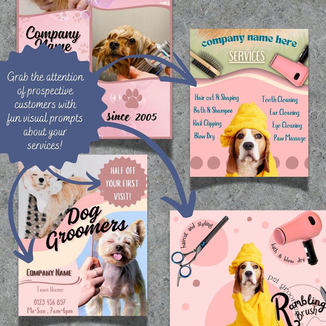 Dog Grooming Social Media Post Bundle - Etsy