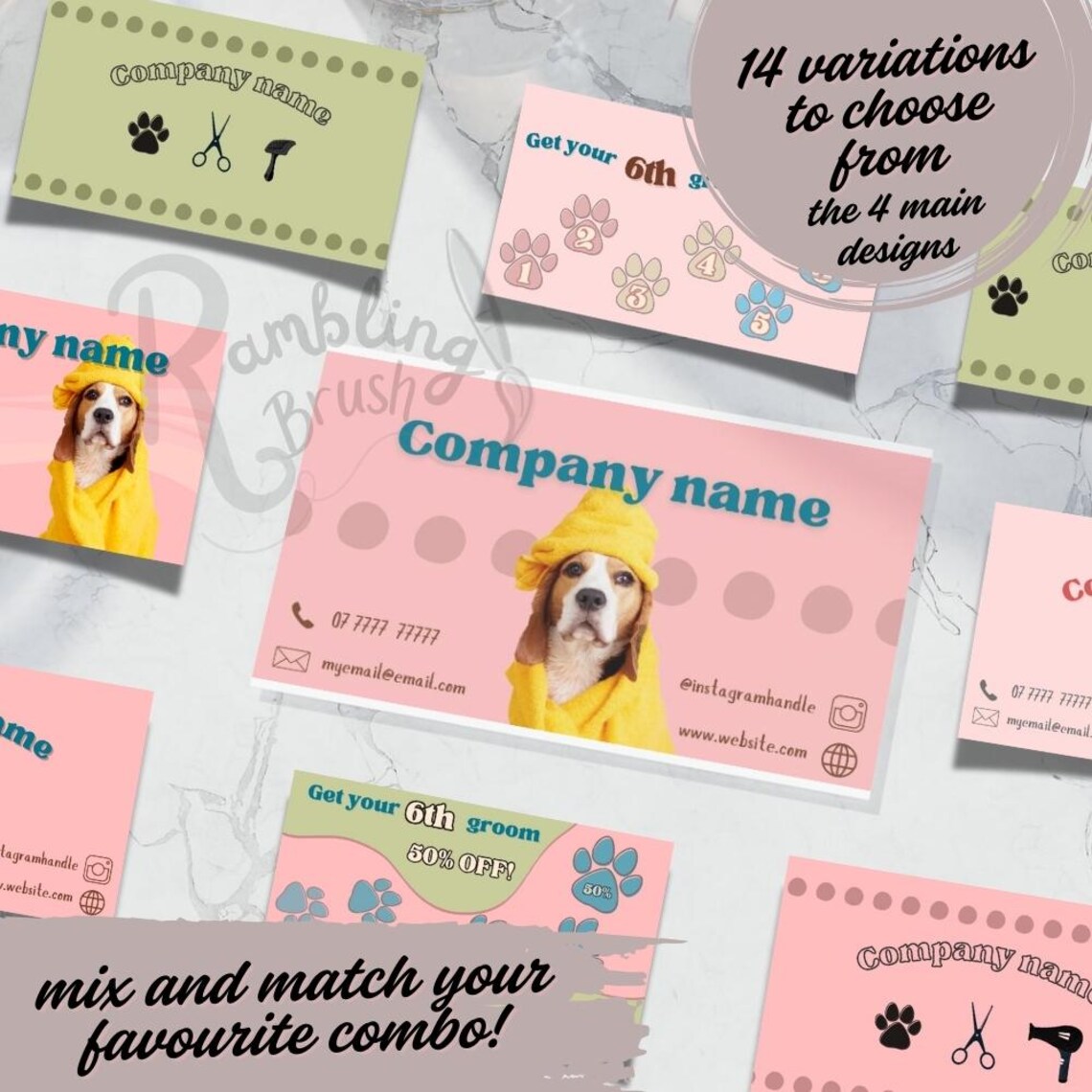 Dog Grooming Loyalty and Business Card Bundle - Etsy